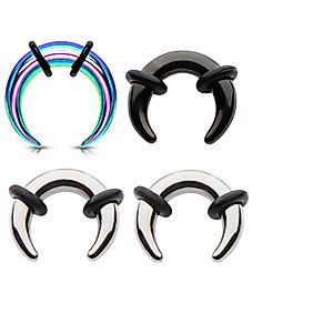 Zaya Body Jewelry 8g 10g 12g 14g Steel Black Rainbow Pinchers for Ears Septum Horseshoe Gauges