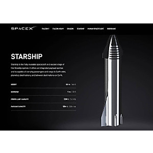 Flmenunu SpaceX Starship 1/375 Diecast Rocket Model