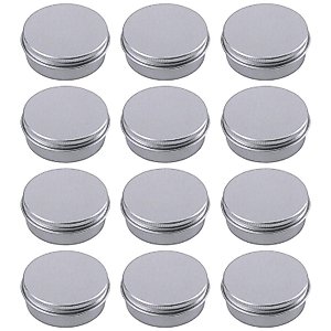 1 Ounce Aluminum Tin Jar Refillable Containers 30ml Aluminum Screw Lid Round Tin Container Bottle for Cosmetic,Lip Balm, Cream, 12 Pack.