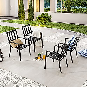 LOKATSE HOME Patio Dining Chairs Set of 4 Metal Armchairs Outdoor Furniture for Poolside, Backyard, Balcony, Garden, Porch, Black
