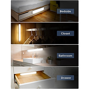 Wakodir 69 LED Under Cabinet Lighting, Motion Sensor Cabinet Light with 1800 mAh Battery, Wireless Rechargeable Night Light for Closet, Hallway, Stairs Cabinet, Kitchen, Wardrobe, Cupboard - 2 Pack