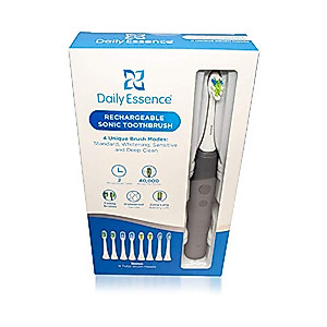 Daily Essence 70201-12 Rechargable Sonic Toothbrush, Platinum