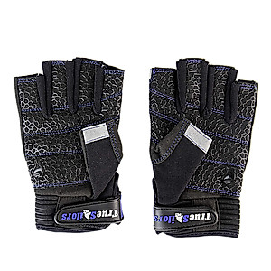 MRX BOXING & FITNESS SAILING GLOVES STICKY Palm Gripy Glove Yachting Kayak Dinghy Fishing Short Finger Multi Colors (Black/Blue, L)