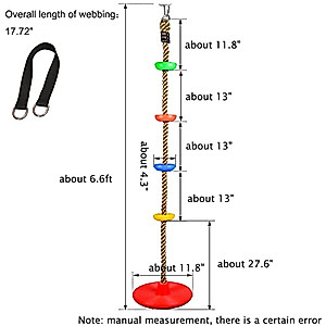 Tree Swing for Kids, Kids Disc Swing Climbing Rope with Platforms Indoor and Outdoor Backyard Playground Playset Accessories with Tree Swing Hanging Strap