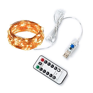 Ruipunuosi Remote Control String Lights, Led Fairy Lights- 20/50/100/200 LEDs Waterproof Flexible String Lights Battery Operated for Bedroom Home Wedding Christmas Festival