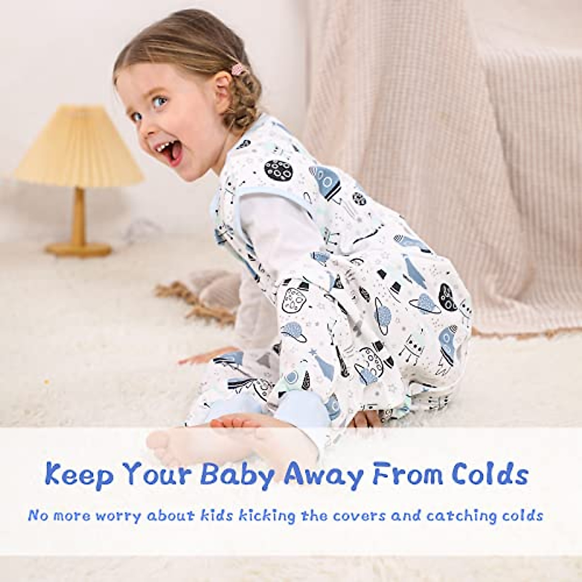 Toddler Sleep Sack, Sleep Sack 2t-3t, Light Weighted Sleep Sack Baby Wearable Blanket, Toddler Baby Sleep Sacks with Feet, Sleeveless Soft Toddler Sleeping Sack