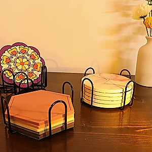 Coaster Holder, 4 PCS Metal Holder for Square or Round Coaster Sets Home Wrought Iron Shelf Decoration (Style 1)