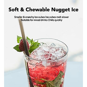 Nugget Ice Maker Countertop, Portable Crushed Sonic Ice Machine, Self Cleaning Ice Makers with One-Click Operation, Soft Chewable Pebble Ice in 7 Mins, 34Lbs/24H with Ice Scoop for Home Bar Camping RV