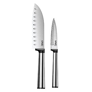 Ginsu Koden Series Stainless Steel 2-Piece Santoku and Paring Knife Set – Serrated Kitchen Knife Set, 05212DS