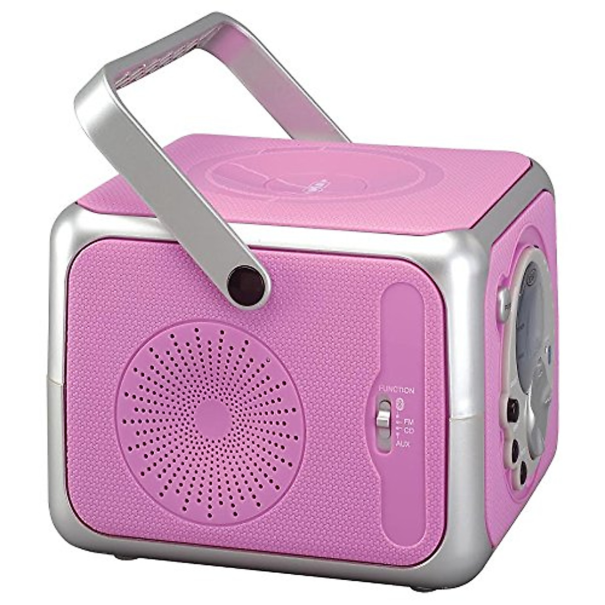 Jensen CD-555 Pink CD Bluetooth Boombox Portable Bluetooth Music System with CD Player +CD-R/RW & FM Radio with Aux-in & Headphone Jack Line-in Limited Edition (Pink)