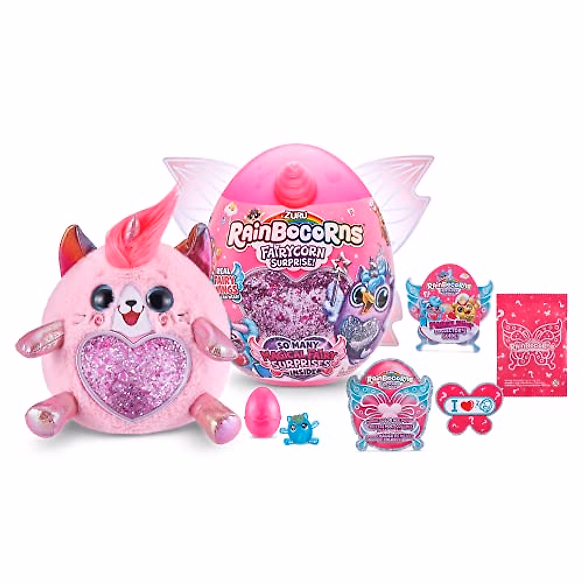 Rainbocorns Fairycorn Kitty Surprise by ZURU - 11" Plush Stuffed Animal, Fairy Wings, Unicorn Slime, Sequin Heart, Ages 3+ for Girls