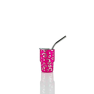 Hogg 3oz Sublimatable Tumbler Shot Glasses with lid and stainless straw (6 Pack), DIY, Customizable, Reusable, Double Wall Insulated, Sublimation Tumblers (Pink)
