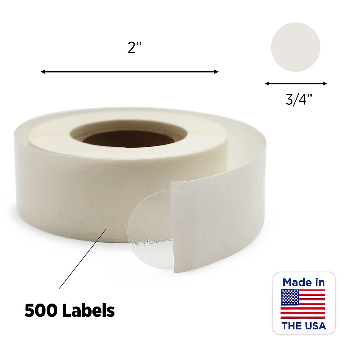 ChromaLabel 0.75 Inch Clear Transparent Dot Stickers, 500 per Roll, Non Perforated