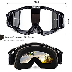ATV Goggles for Adult, Dirt Bike Dirtbike Goggles for Men Women Adult Kids for Motocross ATV UTV Anti UV (Black)