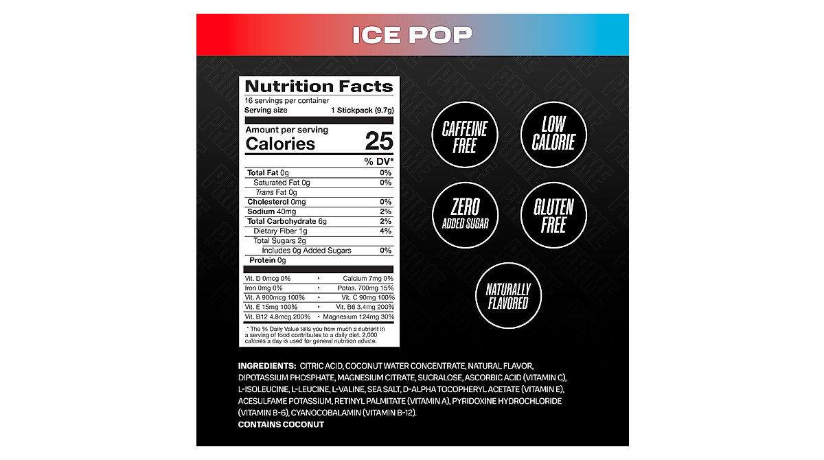 Prime Hydration+ Ice Pop Sticks - On-the-Go Electrolyte & Hydration Powder