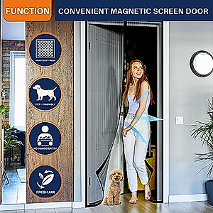 Magnetic Screen Door, Keep Bugs Out, Pet & Kid Friendly，Works with Front Doors, Sliding Doors,Fit Door Size 38 x 80 Inches