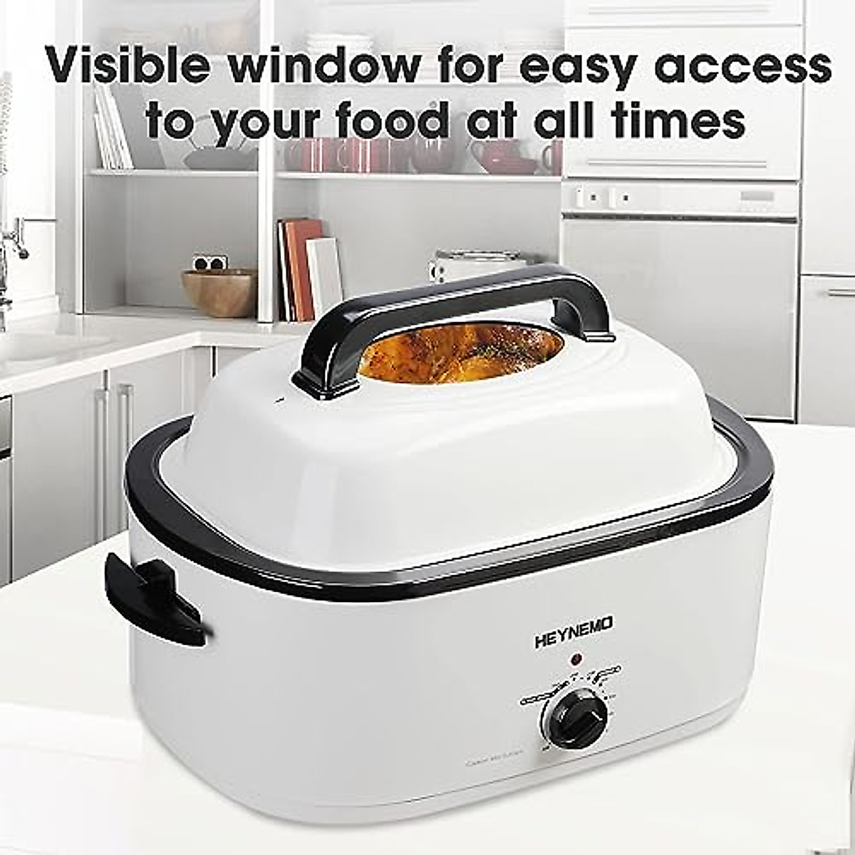 Roaster Oven 26 Quart Electric, Turkey Roaster with Lid Glass Window Design,Large Stainless Steel Turkey Roaster Oven