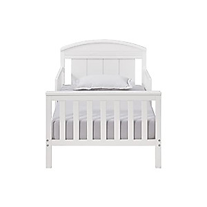 Oxford Baby Baldwin Wood Frame Toddler Bed with Guardrails and Arched -Headboard, Snow White