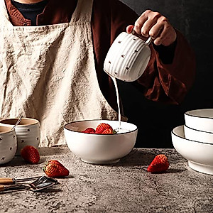 Wareland Soup Bowls, 28 Ounce Cereal Bowls, 6 Inch Ceramic Bowls Set Of 4, White Bowls For Salad Pasta Rice Oatmeal Pho, Ramen Bowl For Noodle, Bowls For Kitchen, Dishwasher Oven Microwave Safe Bowls