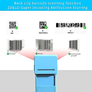 Back Clip Bluetooth 58mm Thermal Receipt Printer and 1D/2D/QR Barcode Scanner Bluetooth 2 in 1 Work with iOS,Windows,Mac,Android