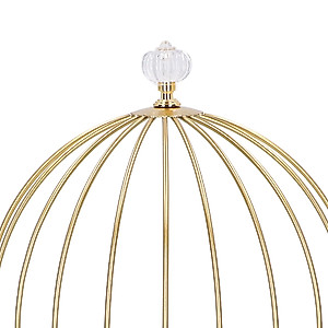 Double Layer Storage Shelf, Glass Bottom Plate Wear Gold Frame Bird Cage Organizer Rack for Bathroom Countertop (White Base Gold Pattern)