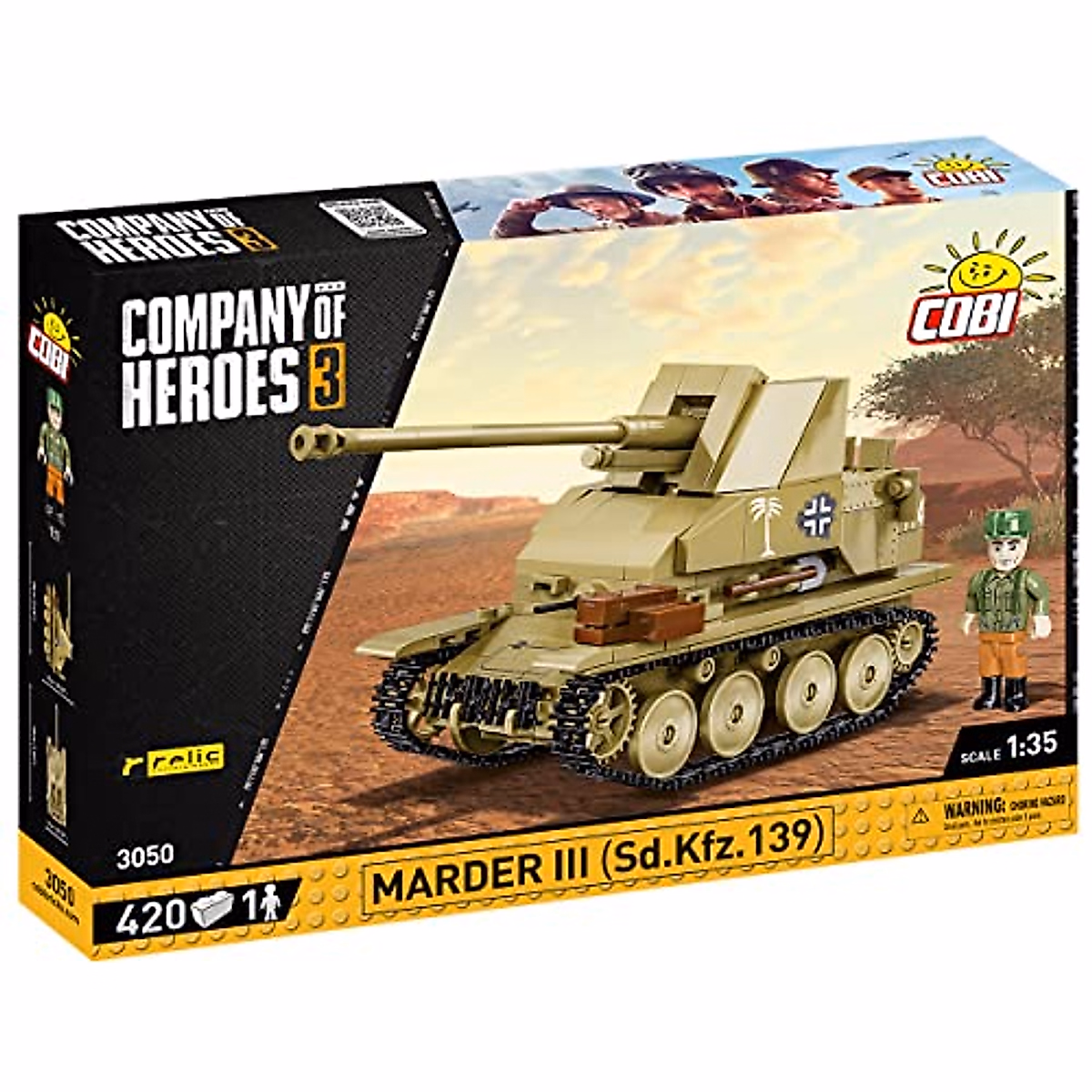 COBI Company of Heroes 3 MARDER III (Sd.Kfz. 139) Mobile Artillery| German World War II Model Toy Vehicle | 420 Pieces | 1:35 Scale Model | Interlocking Building Block Set # 3050