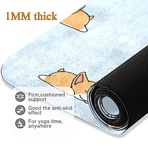 AGONA Cute Corgi Dog Yoga Mat Thick Non Slip Exercise Mat Portable Folding Fitness Workout Mat for Yoga Pilates Home Floor Exercises Children Playtime