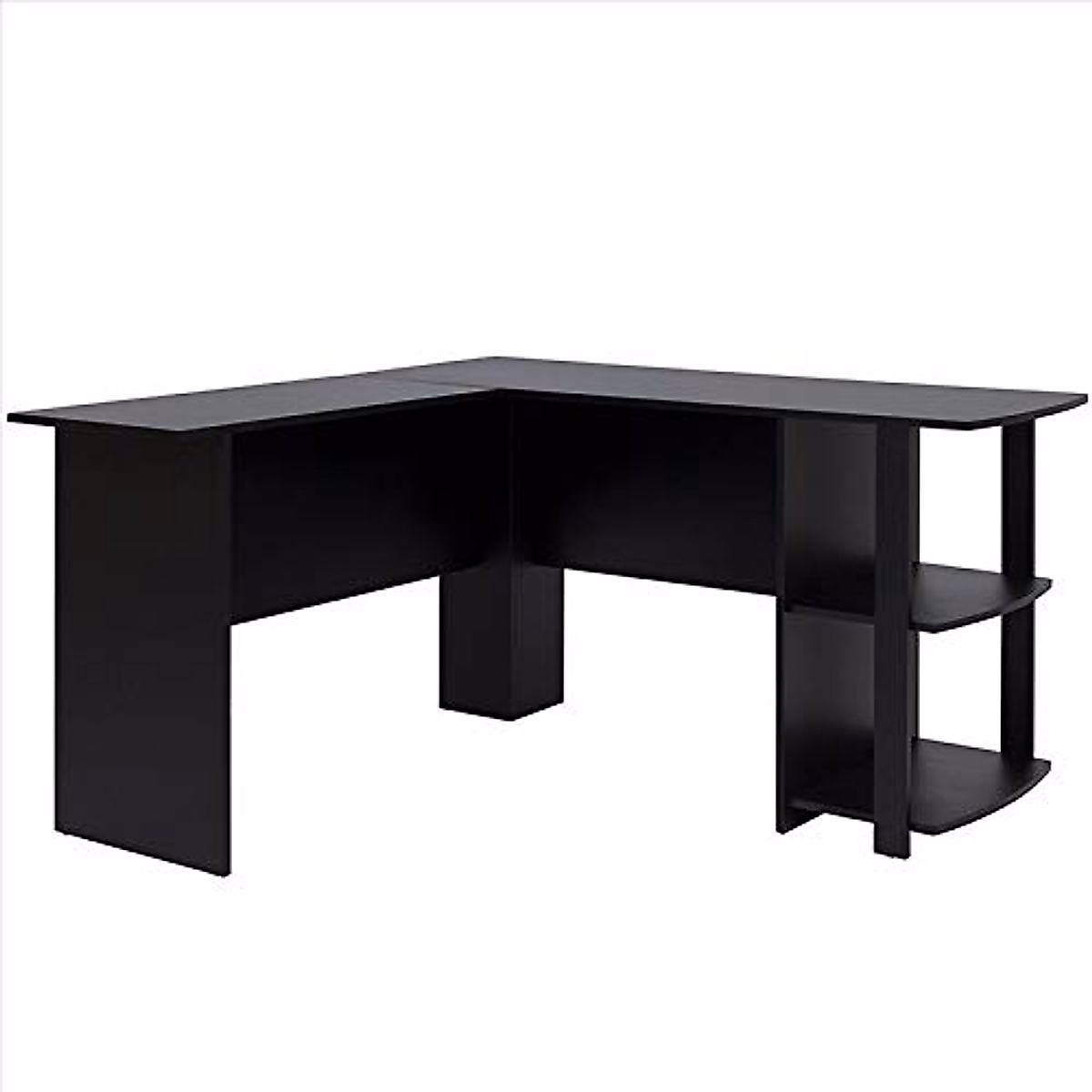 L Shaped Desk with 2 Tier Bookshelves, Computer Corner Desk, Home Office Writing Workstation, Gaming Desk PC Laptop Table with Storage for Study/Writing/Working (Black)