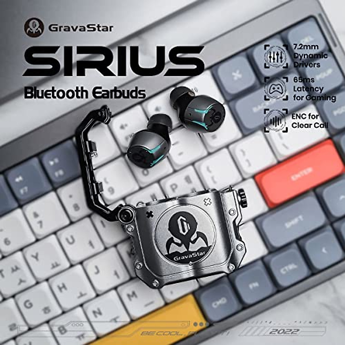 Gravastar Sirius Wireless Earbuds Bluetooth Knowles Balanced Armatures and 7.2 mm Dynamic Drivers Music Reproducing Vividly Deep Bass 3D Stereo, Headphones for iPhone/Android(Space Gray)