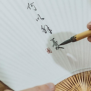 ULTNICE Round Fan Japandi Decor Silk Fans Hand Held Fan Chinese Hand Fan Blank Drawing Fan Double- Sided Paddle Fan Creative Circular Fan Simple Fan Japanese Retro Fan Rice Paper Miss Asia