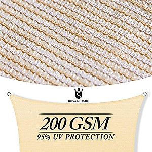 Royal Shade 10' x 13' Beige Rectangle Sun Shade Sail Canopy Outdoor Patio Fabric Screen RTAPR1013 - UPF50+ 98% UV Blockage, Heavy Duty, Water & Air Permeable (We Make Custom Size)