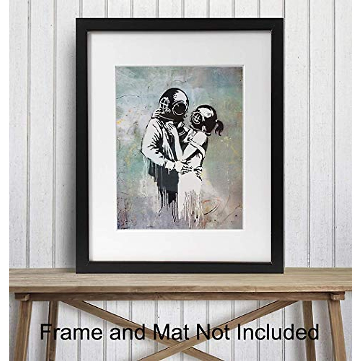 Banksy Diver Lovers Graffiti Picture - 8x10 Photo - Chic Decor for Beach House, Lake Home, Dorm - Cool Street Art Gift - Unframed Poster Print
