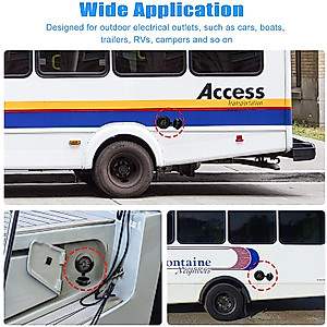 WAWETA 15 Amp Flanged Inlet 125V, Shore Power Inlet with Waterproof Cover, NEMA 5-15 AC Port Plug 2 Pole 3-Wire Generator Male Receptacle for Marine Boat RV Shed Electrical Extension