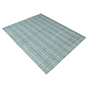 Hand Made Striped Scandinavian Blended Wool Flatwoven Area Rug, Ivory, Silver and Gray, 8X10 | KE2810