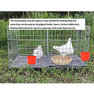AMZSYLV 10 Pack Bird Cage Feeding Cups Chicken Seed Bowl Hanging Parrot Food Dishes,Feeder and Waterer Coop Cup Water Bottles for Pigeon Quail Parakeets Rabbit Poultry
