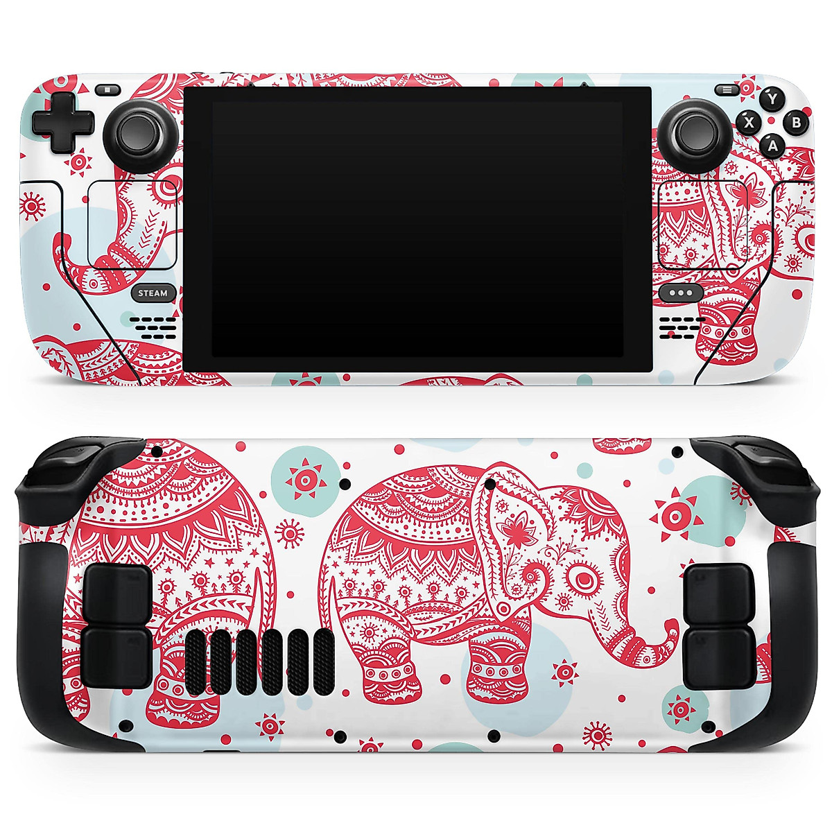 DesignSkinz - Compatible with Steam Deck - PC Skin Decal Protective Scratch Resistant Vinyl Wrap Gaming Cover - Sacred Red Elephant and Polkadots