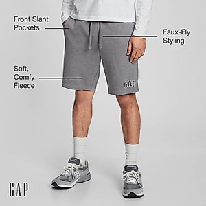 GAP Mens Logo Fleece Shorts, Heather Grey, XX-Large US