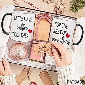 Fatbaby Lets Have Coffee Together For The Rest Of Our Lives Coffee Mug Set,Engagement Gifts for Couples,Mr and Mrs Wedding Gift for Couple,Bridal Shower Engaged Bride and Groom Couples Mugs