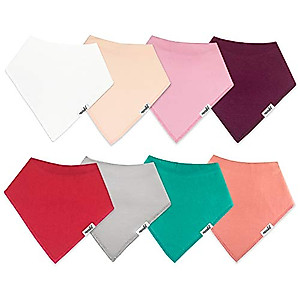 Meerdif Baby Bandana Drool Bibs 8 Pack Solid Organic Cotton Baby Bibs for Girls, Boys, Unisex - Plain Colors