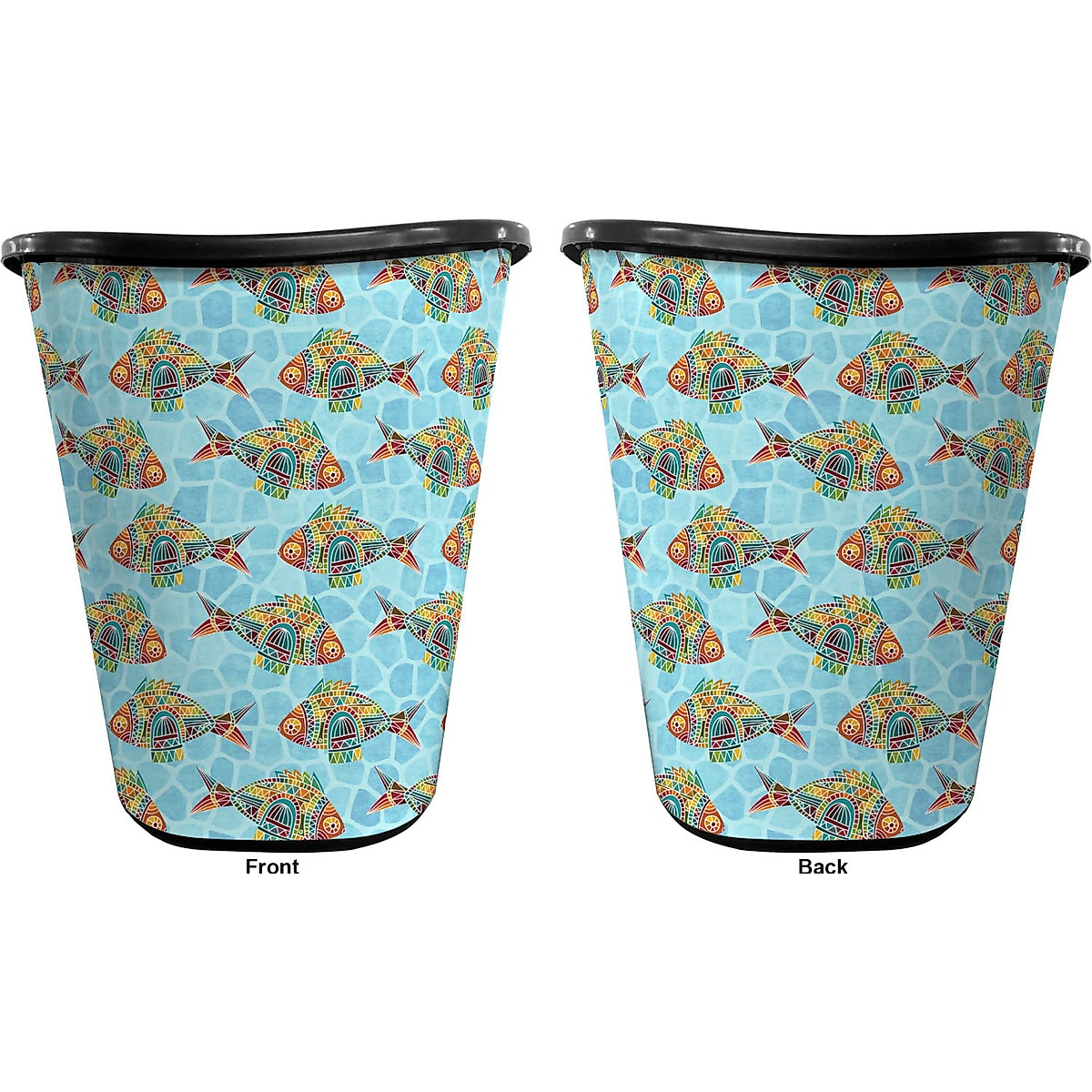 RNK Shops Mosaic Fish Waste Basket - Double Sided (Black)