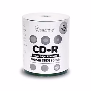Smartbuy 100-disc 700mb/80min 52x CD-R Silver Inkjet Hub Printable Blank Media Disc + Black Permanent Marker