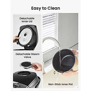 COMFEE' Rice Cooker 12 Cups Cooked/6 Cups Uncooked, Portable Non-Stick Rice Maker, Japanese Rice Cooker with Fuzzy Logic Technology, 24-Hour Timer Delay, 11 Presets, Steamer, Fast Rice Cooker, Grain Cooker, Black