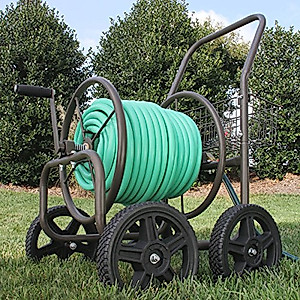 Liberty Garden Products Garden 871-S Residential Grade 4-Wheel Garden Hose Reel Cart, Holds 250-Feet of 5/8-Inch Hose - Bronze