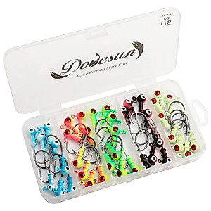 Dovesun Jig Heads for Fishing, Painted Jigheads with 3D Eye Ball Glowing Walleye | Bass | Crappie jigs 1/8oz 40pcs