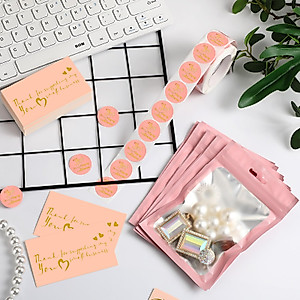 3420 Pcs Thank You Small Business Packaging Supplies Set Thank You Label Stickers Thank You for Supporting My Small Business Cards Resealable Packaging Bag Suitable for Packaging Small Business