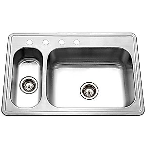 HOUZER LHD-3322-1 Legend 33-by-22-Inch 80/20 Drop-in Double Bowl Stainless Steel Sink