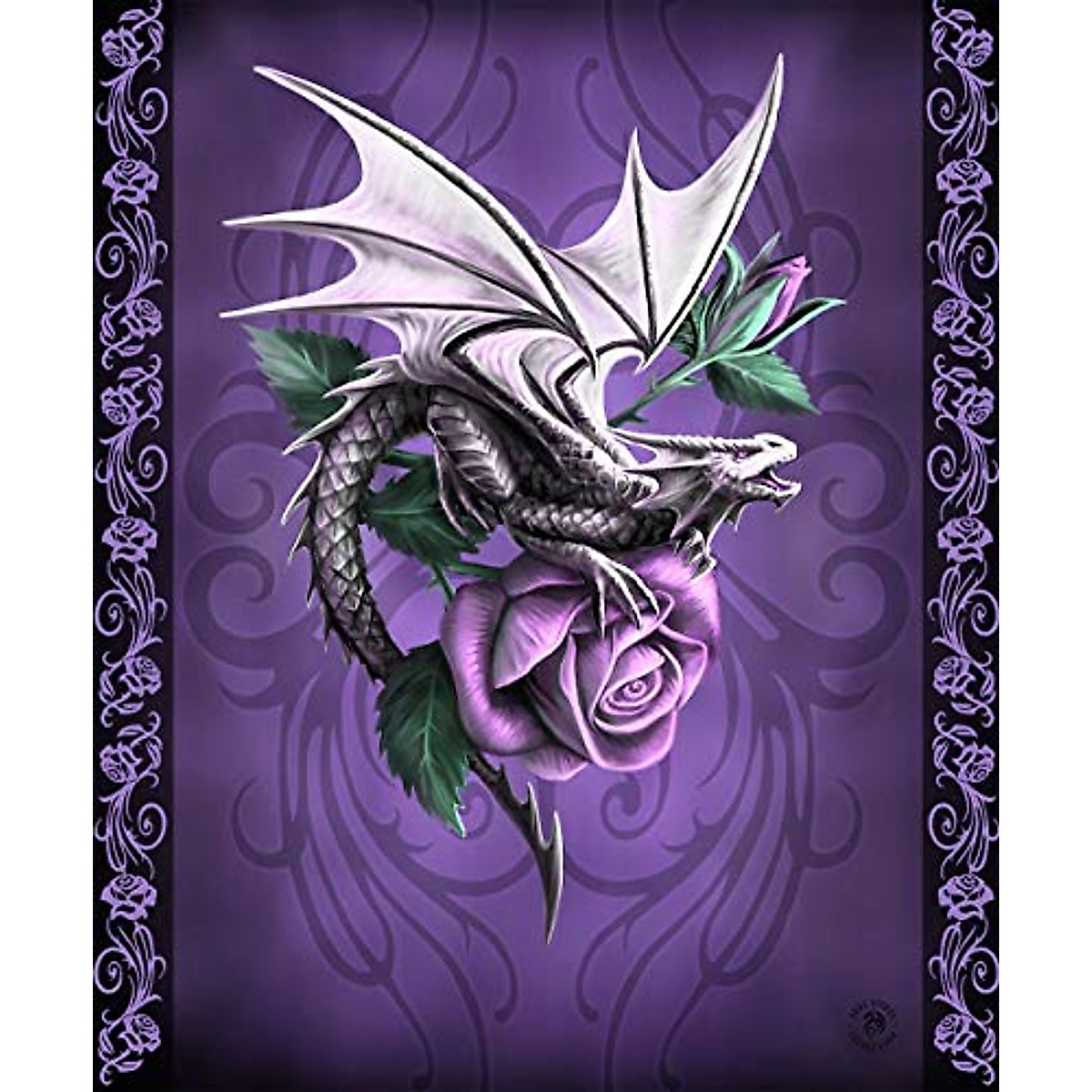 Dragon Beauty Silk Touch Dragon Throw with Sherpa Lining, Measures 50 inches+