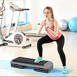 ZENY 43'' Exercise Aerobic Step Platform Adjustable Fitness Stepper with 4 Detachable Risers Fitness Workout Stepper for Home Gym Cardio Strength & Training
