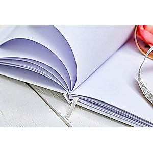 Wedding Guest Book Silver Guestbook - Blank NO Lines - Memory Signature Message Book - Birthday Engagement Party - White Paper Ribbon & Foil Stamping - Thick Paper 32 Page/64 Side Square