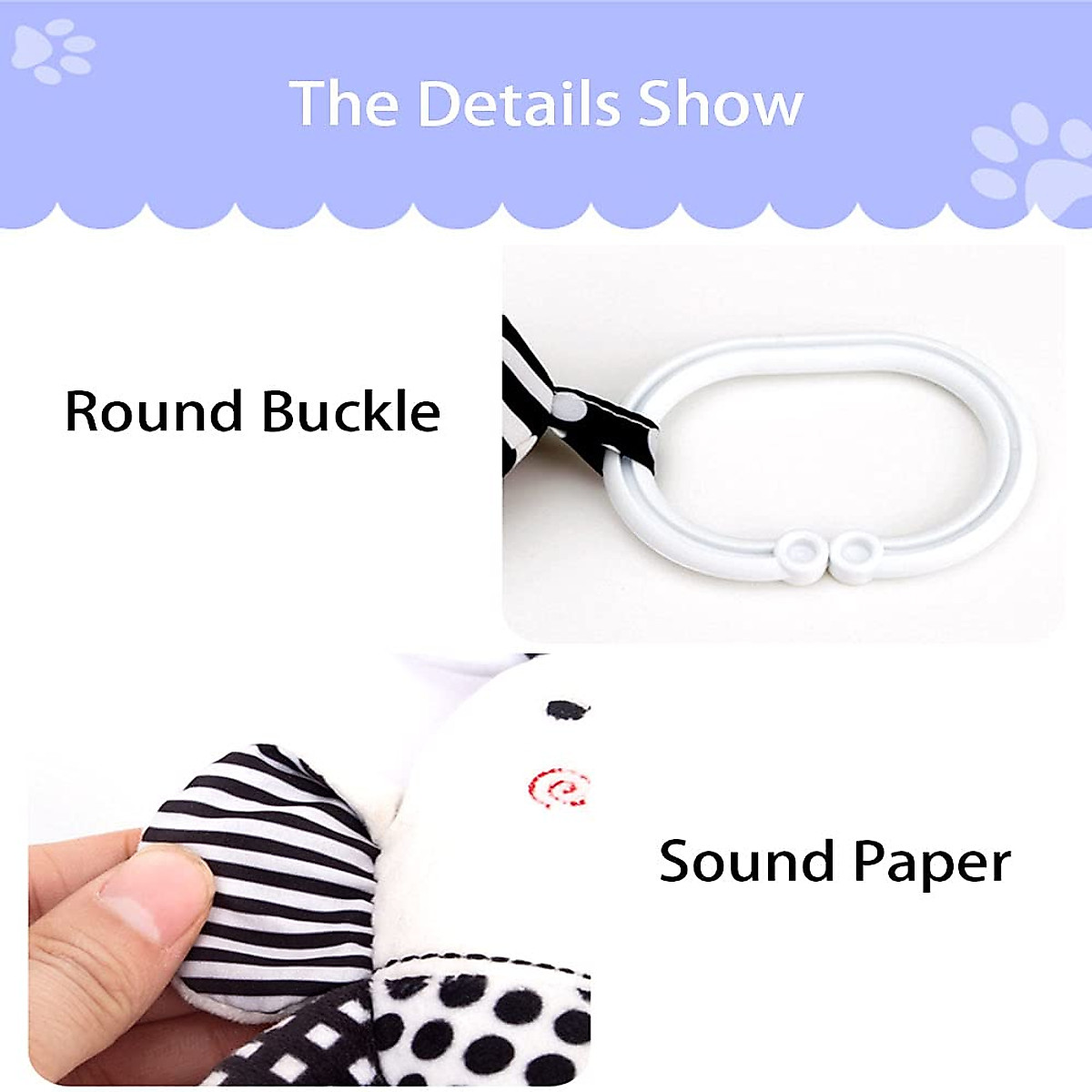 D-KINGCHY Baby Stroller Hanging Toy, Baby Toys 0-12 Months, Infant Toys Soft Plush Car Seat Toys with Teether Sound Wind Chimes, Black and White Toys for 0, 3, 6, 9, 12 Months (Fox)